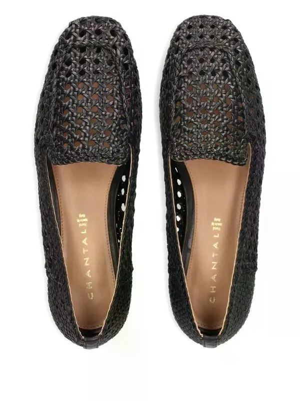 CHANTAL Woven Leather Loafers - Black