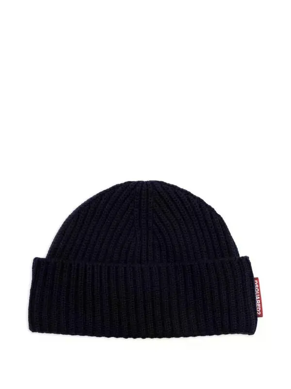 Dsquared2 Ribbed Wool Beanie - Blue