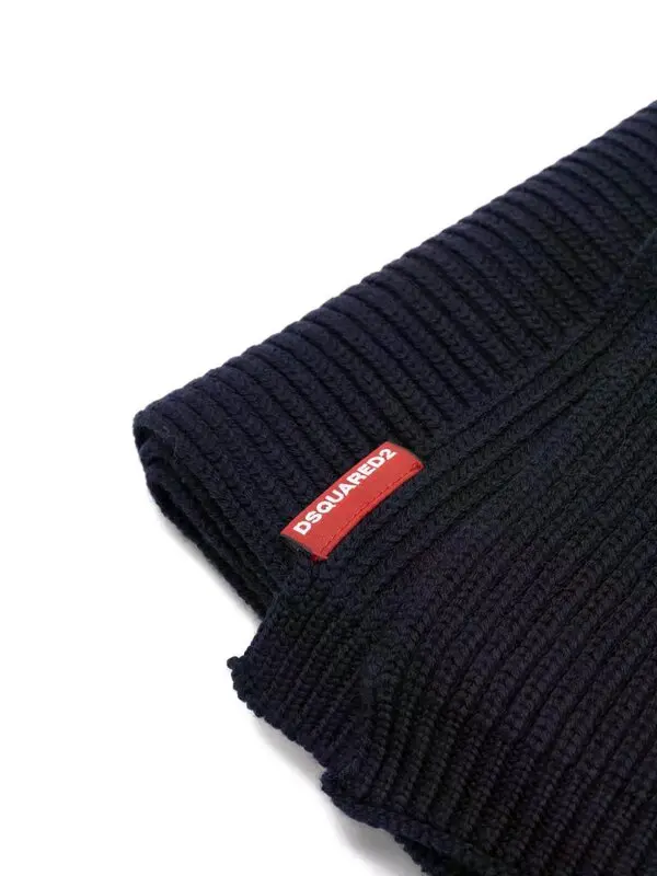 Dsquared2 Ribbed Wool Beanie - Blue