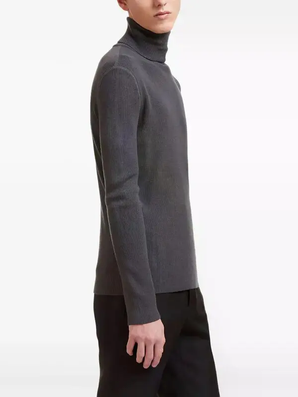 AIEZEN Ribbed Turtleneck Sweater - Grey