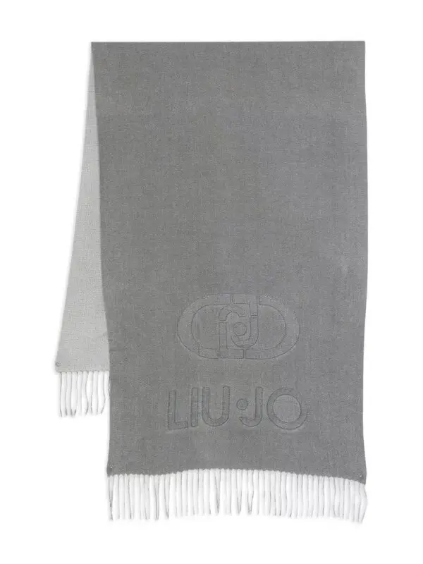 Liu Jo Logo-embroidered Fringe Scarf - Grey
