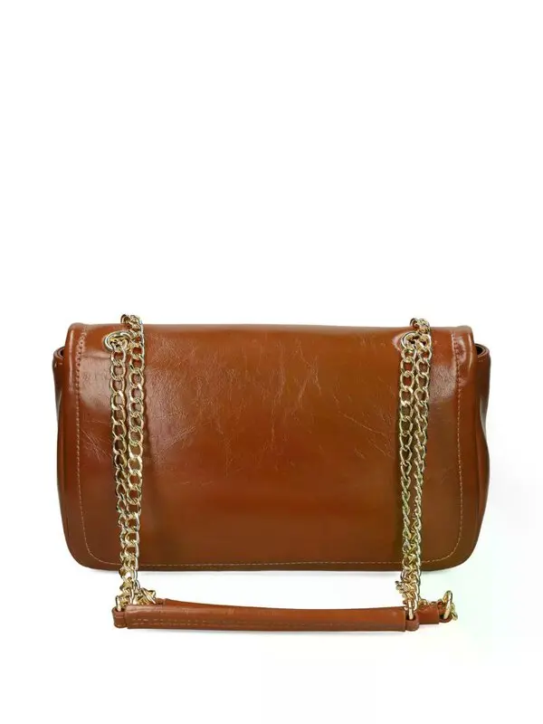 Moschino Logo-plaque Studded Shoulder Bag - Brown
