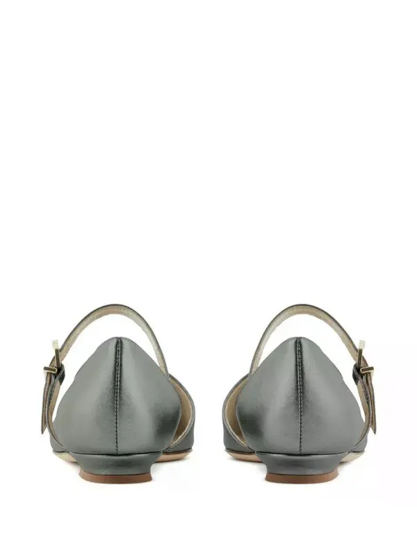 Giorgio Armani Lamé-effect Leather Ballerina Shoes