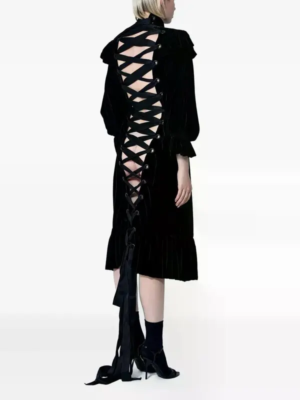 Balenciaga Ruffled Lace-up Midi Dress