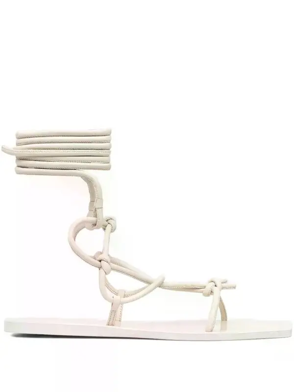 Rick Owens Penta Knotted Leather Lace-up Sandals - Neutrals