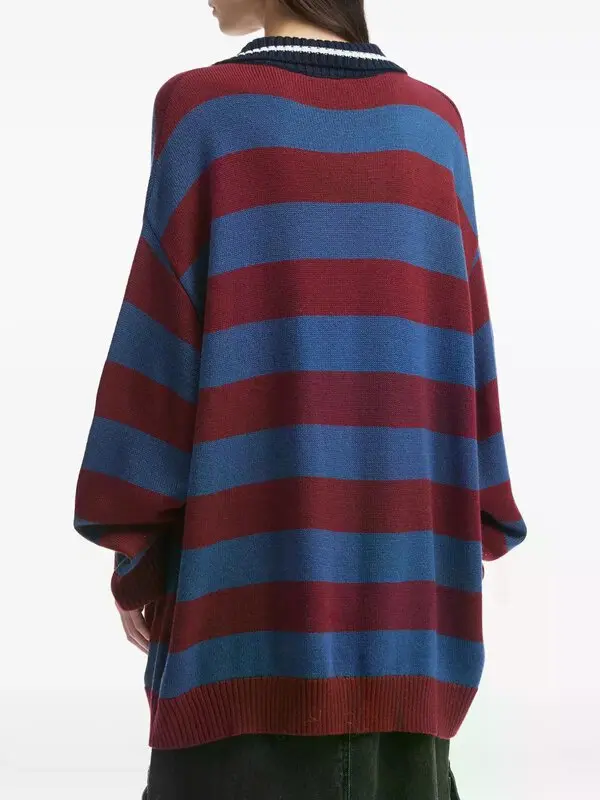 MINI CREAM Striped Polo-neck Sweater
