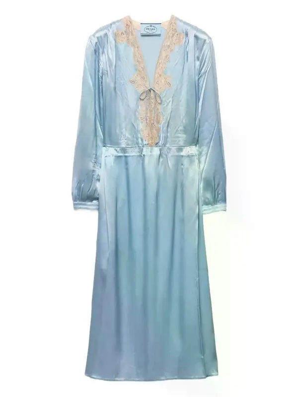 Prada Lace-trim Midi Dress - Blue