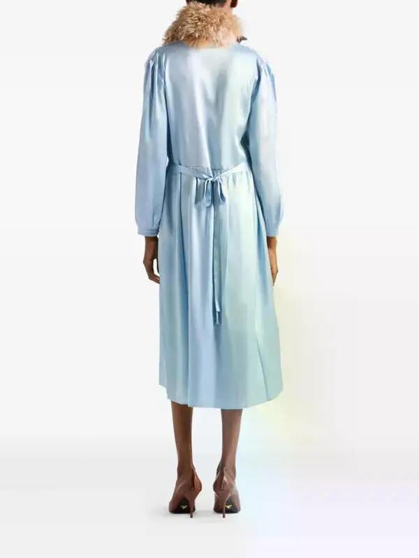 Prada Lace-Trim Midi Dress - Blue | Editorialist