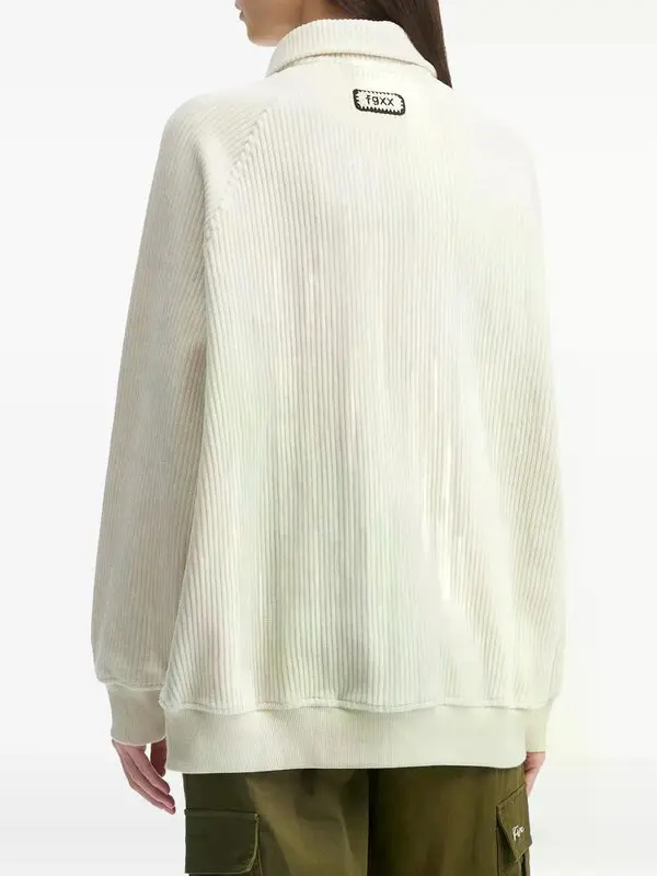 FINGERCROXX Ribbed-knit Half-zip Top