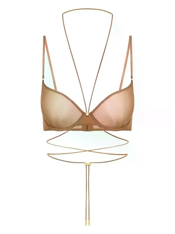 MAISON CLOSE Balconette Tie-detail Bra - Brown