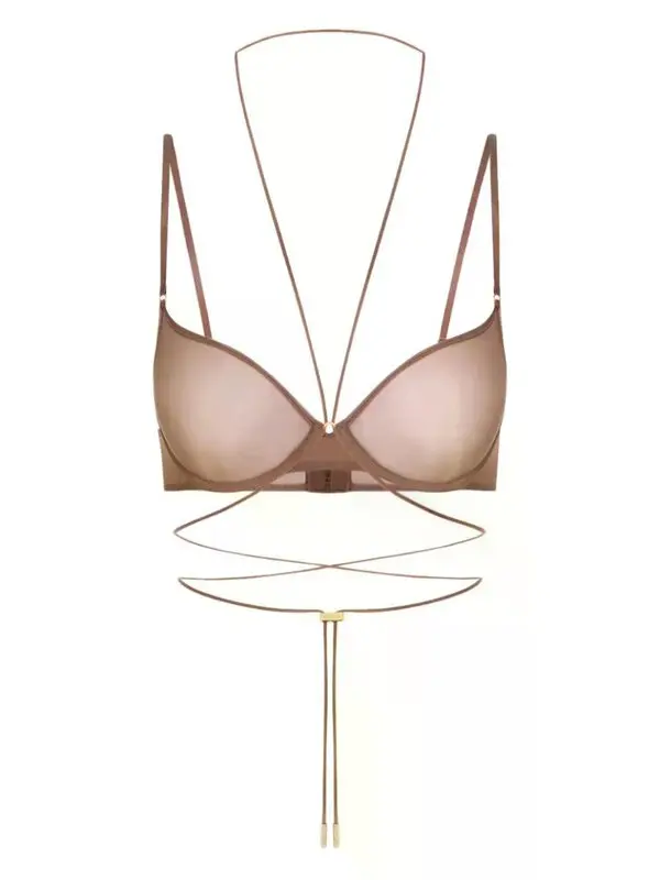 MAISON CLOSE Balconette Cross-back Bra - Brown