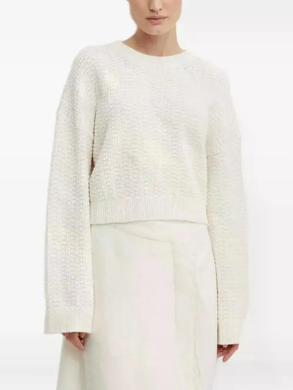 A.L.C. Textured Round-neck Cropped Sweater