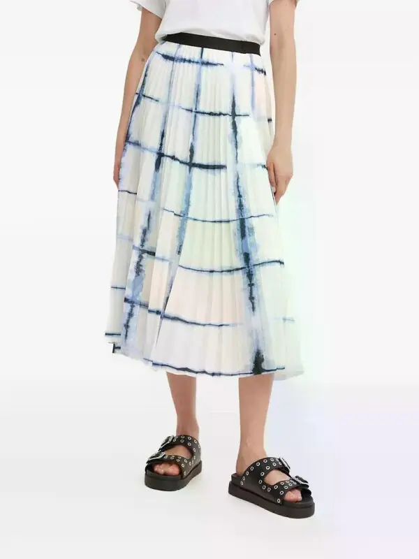 Munthe Grid-print Pleated Midi Skirt