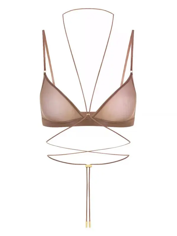 MAISON CLOSE Cross-back Triangle Bra - Brown