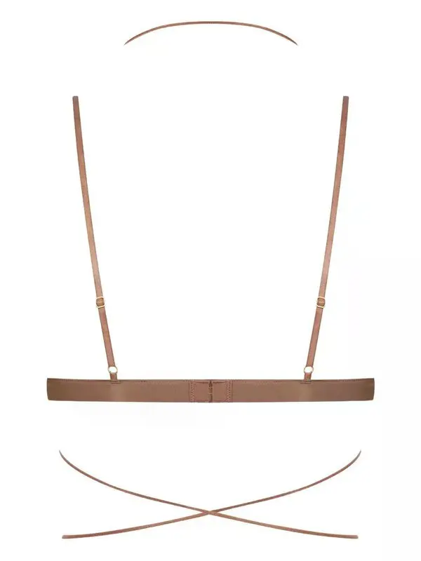 MAISON CLOSE Cross-back Triangle Bra - Brown