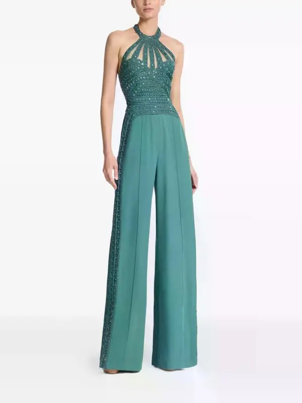 Elie Saab Beaded Jumpsuit - Blue