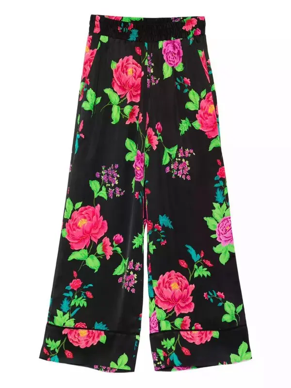 NISSA Floral-print Trousers - Black