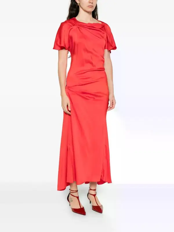 Victoria Beckham Draped-shoulder Midi Dress - Red