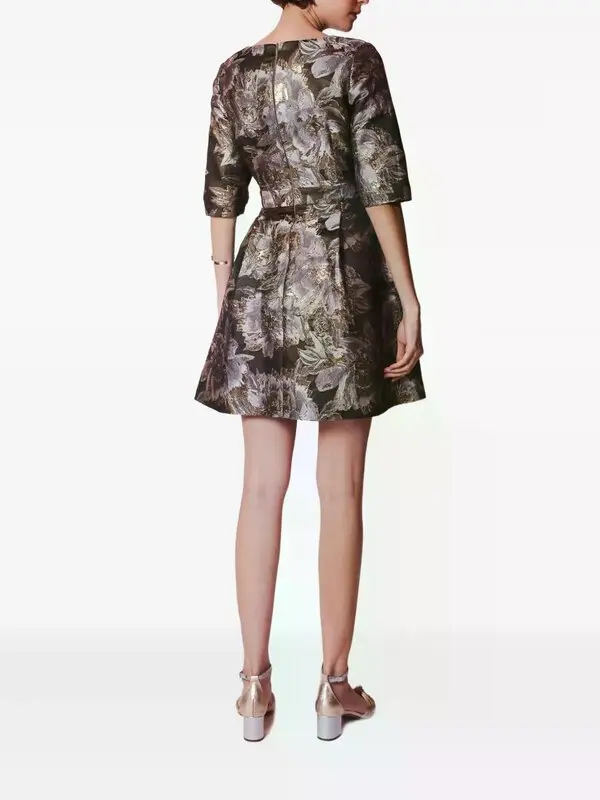 brocade skater dress Lethicia Bronstein Jambo Floral-Brocade Skater Dress - Blue
