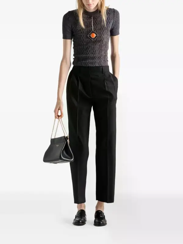 Prada Pendant-embellished Short-sleeve Sweater