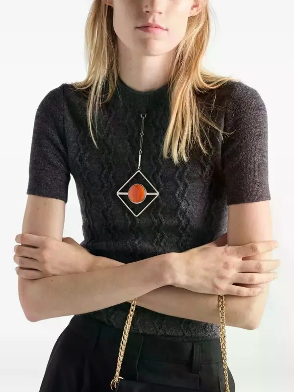 Prada Pendant-embellished Short-sleeve Sweater