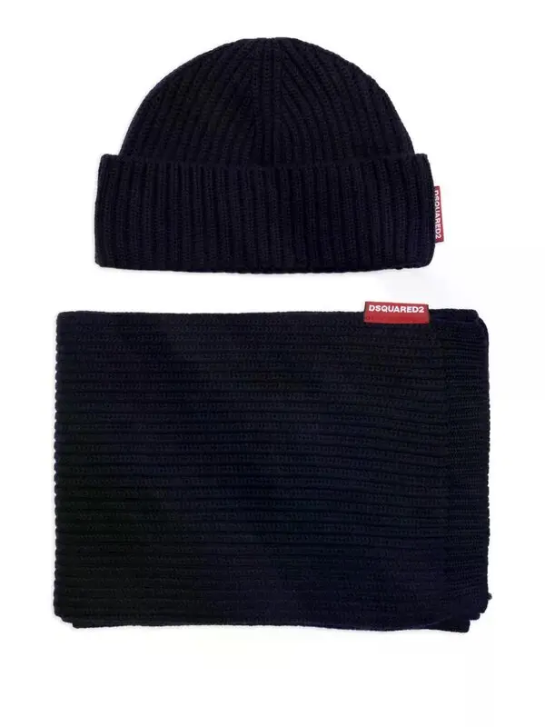 Dsquared2 Ribbed Wool Beanie - Blue