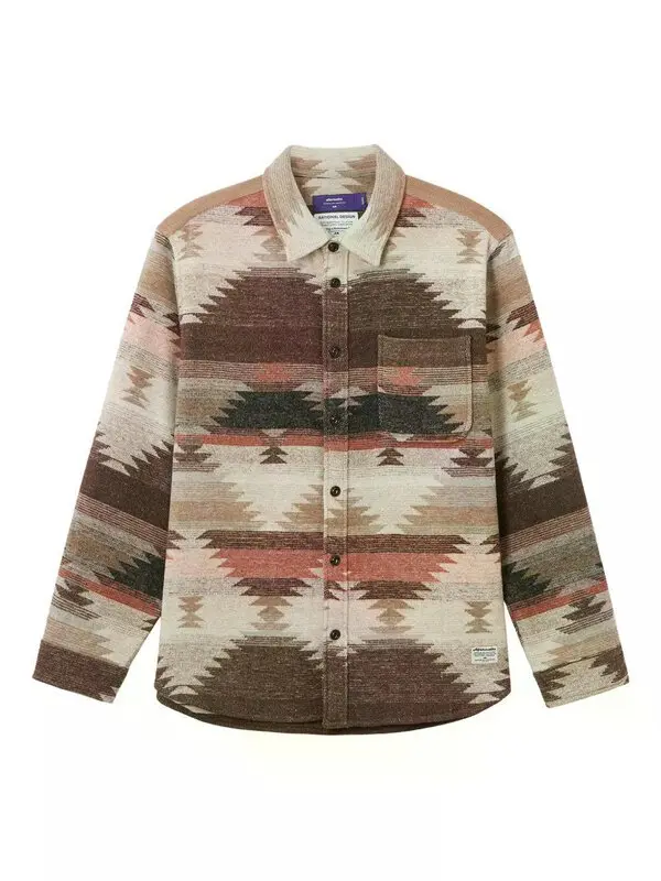 AFTERMATHS Long-sleeve Ikat-pattern Shirt - Neutrals