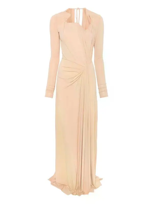 Victoria Beckham Gathered-detail Maxi Dress - Neutrals