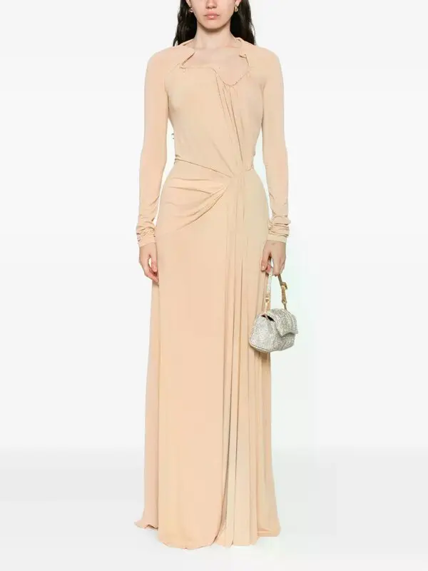 Victoria Beckham Gathered-detail Maxi Dress - Neutrals