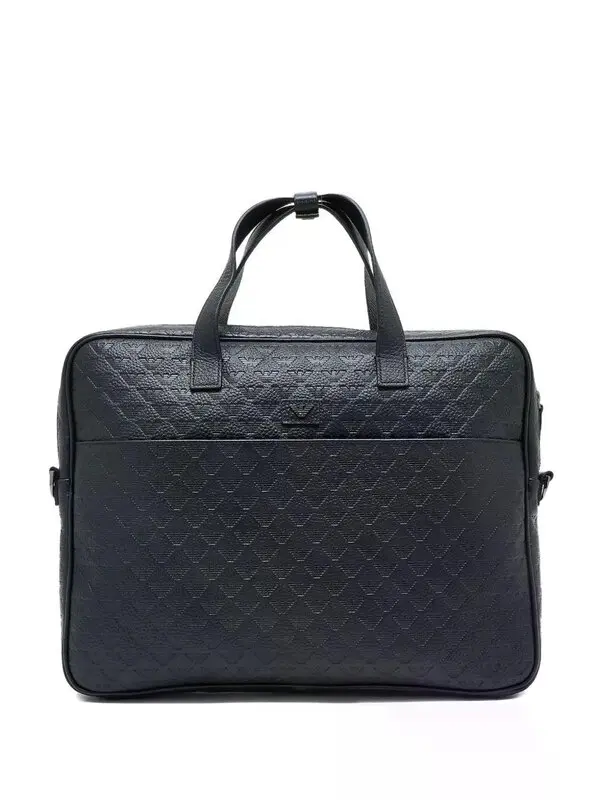 Emporio Armani Eagle-motif Leather Briefcase - Black