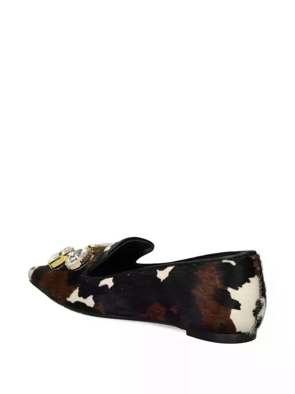 RAS Crystal-embellished Pointed-toe Loafers - Brown