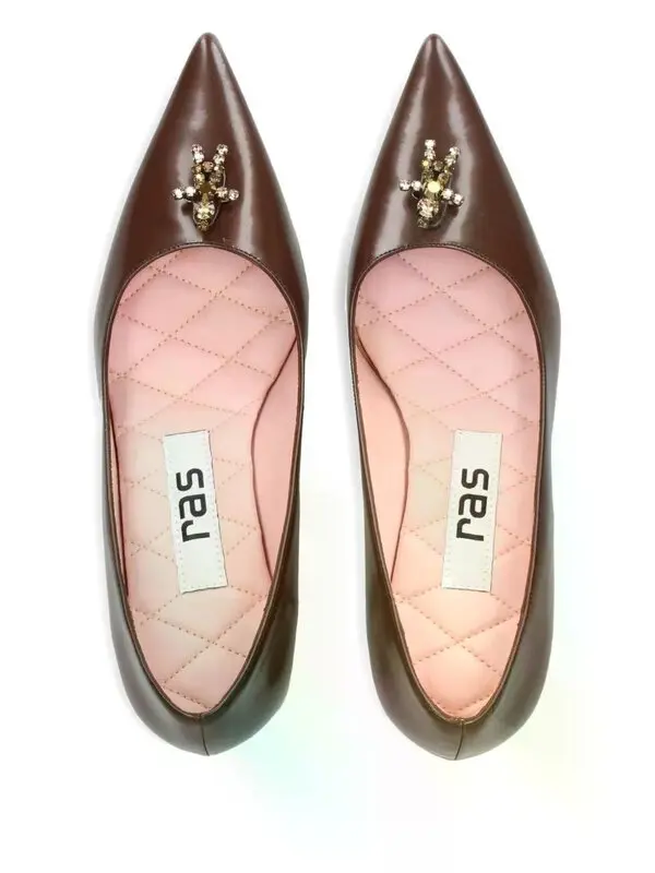 RAS 50mm Pointed-toe Embellished Pumps - Brown