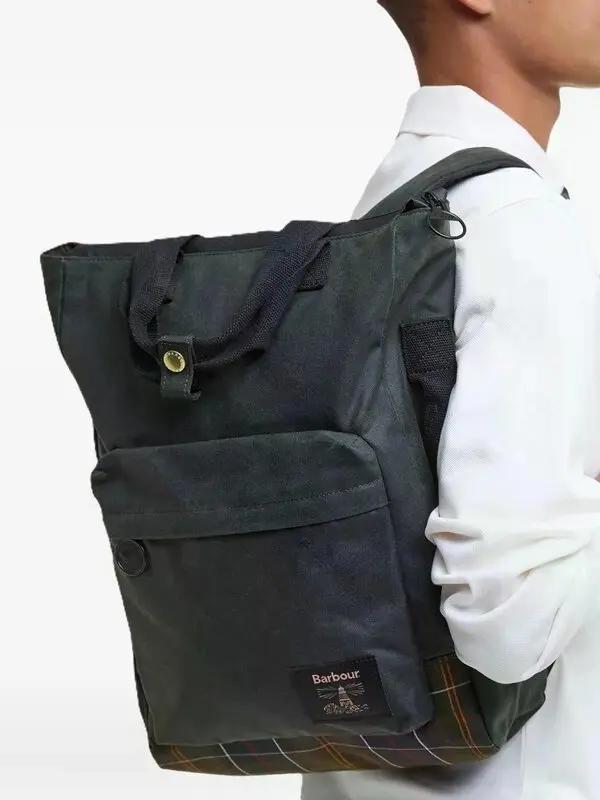 Barbour Field Wax Tartan-trimmed Backpack - Black