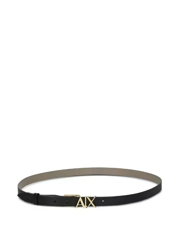 Armani Exchange Logo Leather Belt - Black