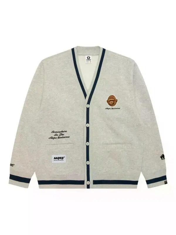 AAPE BY *A BATHING APE® Embroidered Monkey Buttoned Cardigan