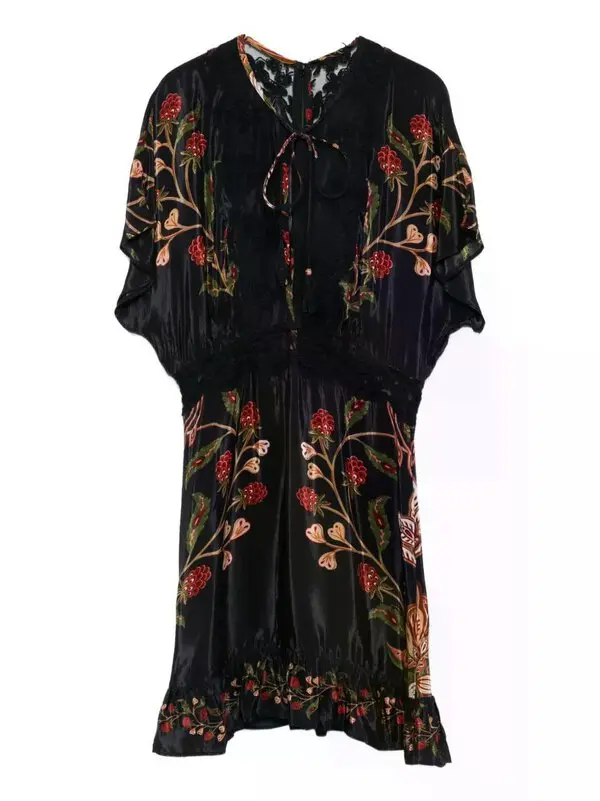 Farm Rio Berry Garden Mini Dress - Black