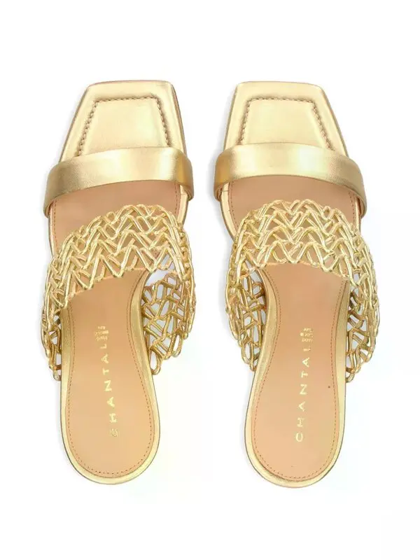 CHANTAL Square-toe Sandals - Gold