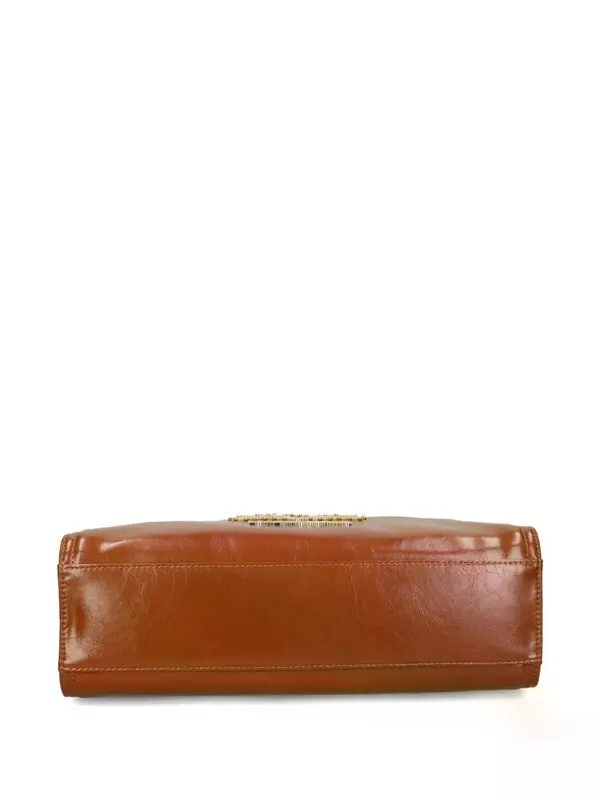 Moschino Logo-plaque Studded Shoulder Bag - Brown