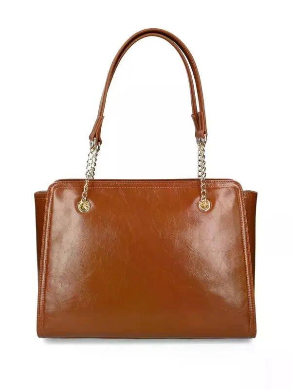 Moschino Logo-plaque Studded Shoulder Bag - Brown
