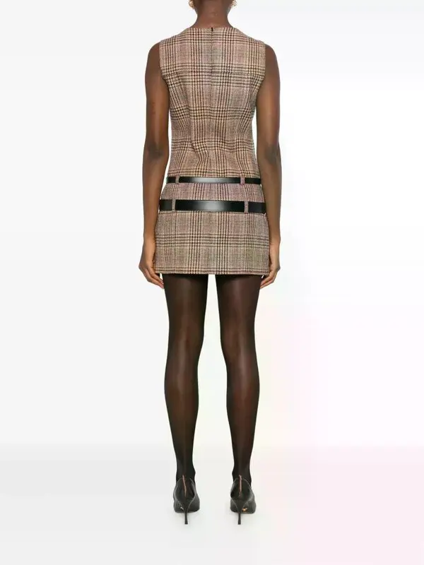 Coperni Check Belted Dress - Brown