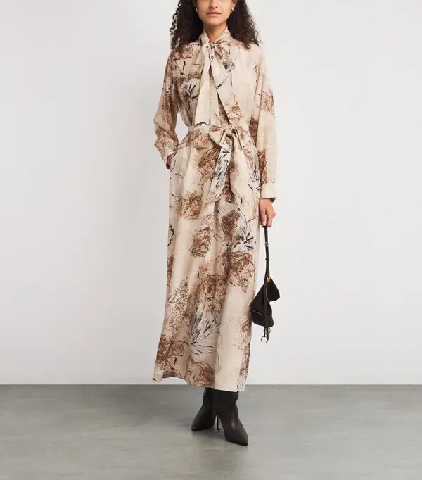 Eleventy Silk Printed Maxi Dress