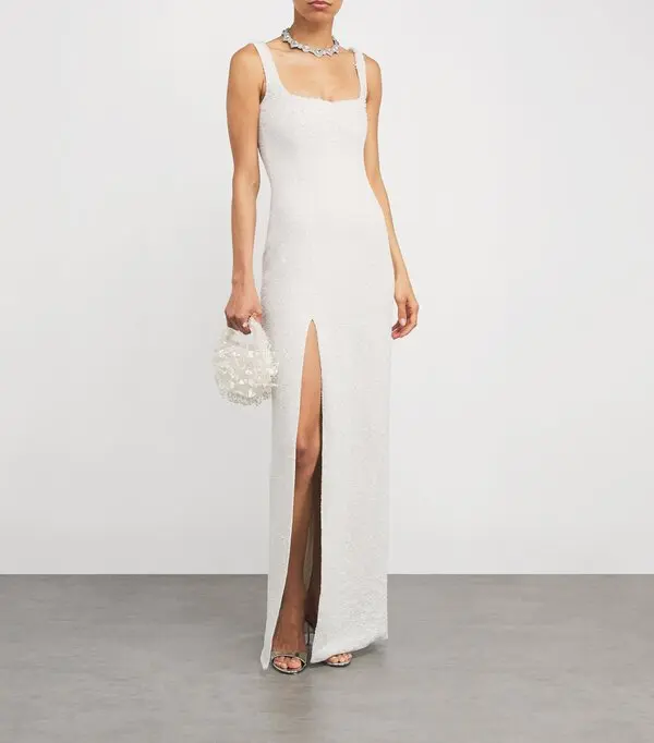 CLIO PEPPIATT Crystal-embellished Square-neck Gown