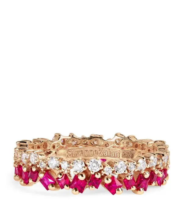 SUZANNE KALAN Diamond And Ruby Eternity Ring - Rose Gold