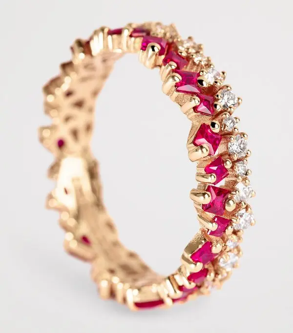SUZANNE KALAN Diamond And Ruby Eternity Ring