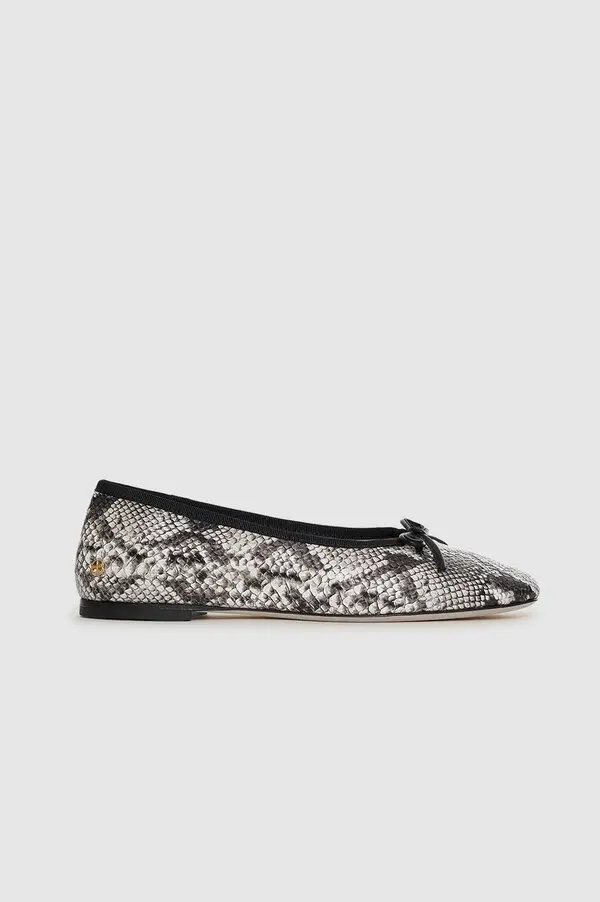 ANINE BING Jamie Embossed Leather Ballerina Flats - Python