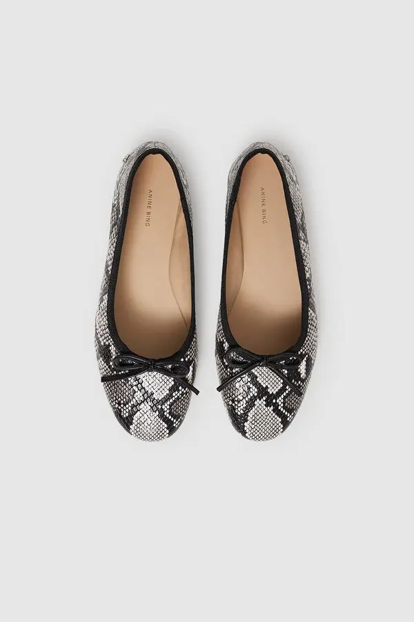 ANINE BING Jamie Embossed Leather Ballerina Flats - Python