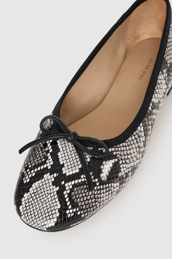 ANINE BING Jamie Embossed Leather Ballerina Flats - Python