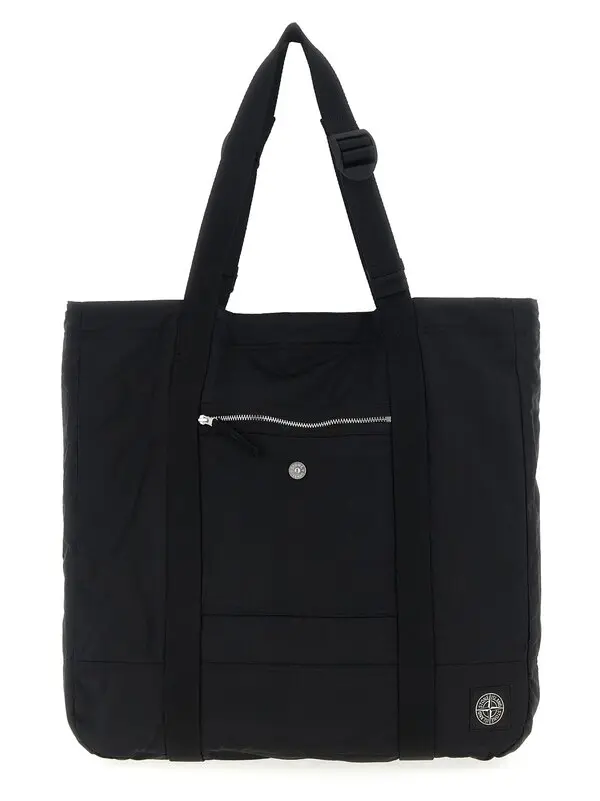 Stone Island Logo Patch Shopper Bag - Black