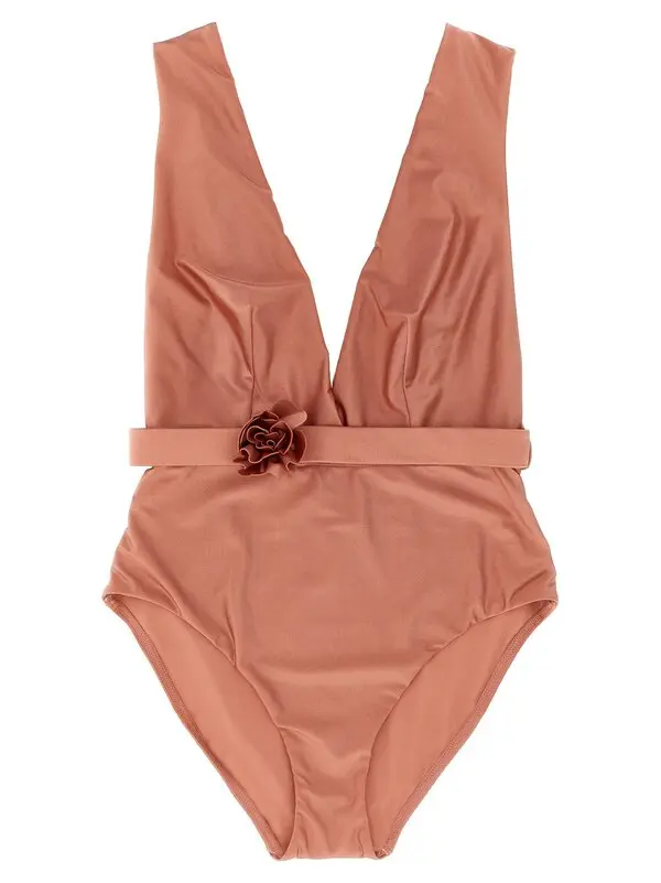 Zimmermann Lucky Plunge Flower One-piece Swimsuit - Pink