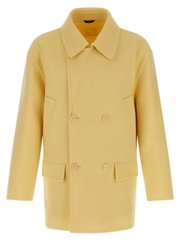 Fendi Felt Caban Coat - Yellow